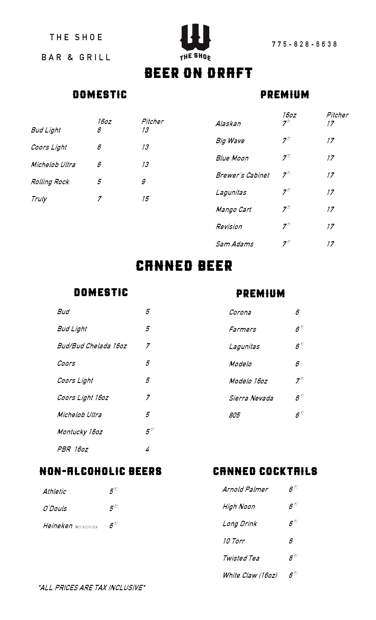 Restaurant Menus - Washoe County Golf Club